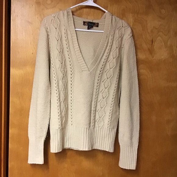 Spunky | Sweaters | Spunky Womens Hooded V Neck Sweater Sz S Beige ...